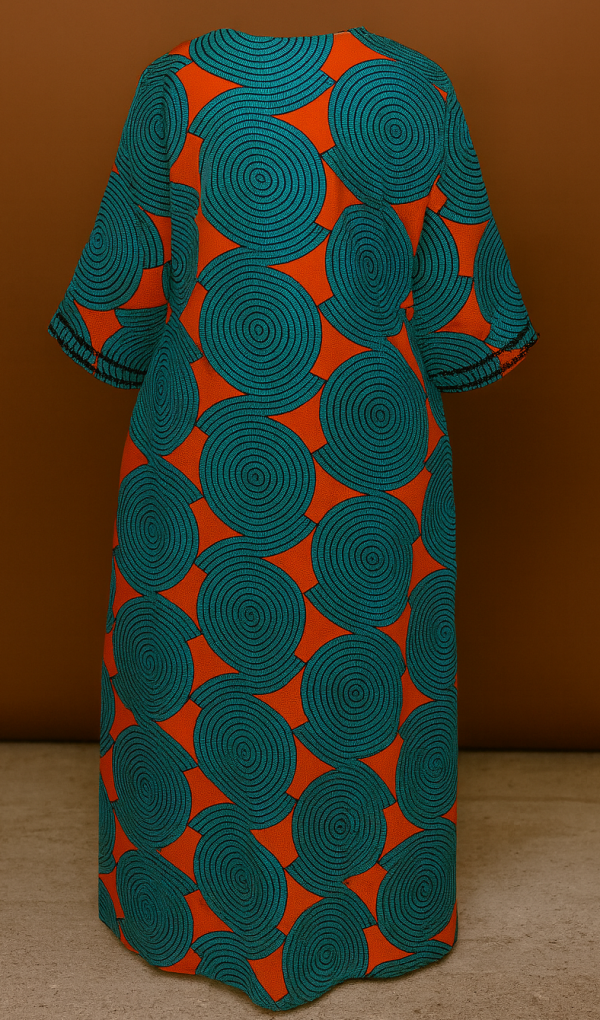 Emerald Spiral Maxi Kaftan Dress In Teal Green & Burnt Orange – Amazing ...